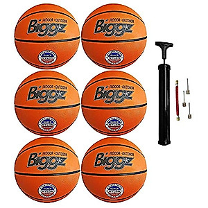 Biggz (6 Pack) Official Size 7 Premium Rubber Basketballs - Bulk Wholesale with Pump
