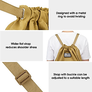 G4Free Drawstring Backpack Gym Backpack Soccer Basketball Bag with Shoes Compartment Tactical Water-Resistant String Sports Bag for Men Women(Tan)