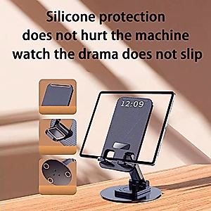 ANJIXIN Rotatable Cell Phone Stand Height Adjustable iPhone Holder for Desk Portable Cellphone Stand Thick Case Friendly Compatible with All Mobile Phone iPhone IPad Desk Accessories Space Black