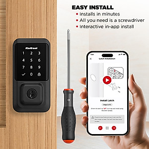 Kwikset 99390-004 Halo Wi-Fi Smart Lock Keyless Entry Electronic Touchscreen Deadbolt Featuring SmartKey Security, Matte Black