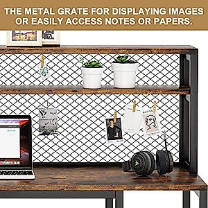 Tribesigns 67" Reversible Large Computer Desk with Hutch, Office Desk Study Table Writing Desk Workstation with 5 Storage Shelves 2 Tier Bookshelf for Home Office (Rustic Brown)