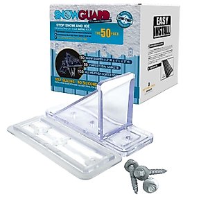 50 Pack Snow Guards with Perfect Seal Gaskets & Screws Stop Snow from Sliding Off Your Metal Roof Gutter Guard Block Stops Breaks Birds Blocks Stoppers Blox