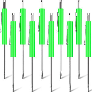 Zhehao 10 Pcs Pocket Screwdriver with Valve Core Removal Tools, Mini Screwdriver Set Small Dual Use Screwdriver Kit with Clip for Mechanics Electricians Electronic Technician Assembler（Green）