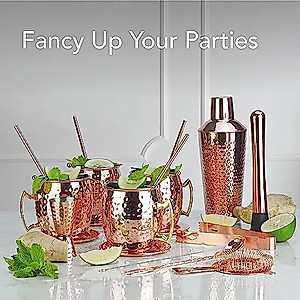 Arora Moscow Mule Barware Set - 23pc - Copper Plated Stainless Steel - Professional Bar Tools for Drink Mixing, Home, Bar, Party