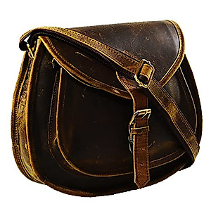 Satchel And Fable Handmade Women Leather Vintage Brown Cross Body Shoulder Bag (Small, Brown)