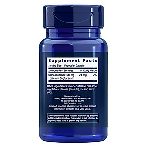 Life Extension Calcium D-glucarate 200mg - Detox, Liver Health Supplement - Supports Healthy Inflammatory Response - Once Daily, Gluten-free, Non-GMO, 60 Vegetable Capsules