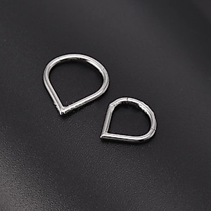 2pcs Septum Jewelry Teardrop Nose Ring Daith Crystal Earring 316L Surgical Steel Hinged Segment Hoop Septum Clicker Helix Cartilage Tragus Piercing Jewelry for Women-silver