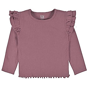 Gerber Baby Girl's Toddler 2-Pack Double Ruffle Long Sleeve Tops, Pink & Purple, 2T