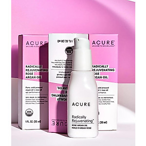 ACURE Radically Rejuvenating Rose Argan Oil - Face, Hair & Body Oil Serum Rich in Vitamin E - Lightweight, Non-Greasy, Vegan - 1 Fl Oz