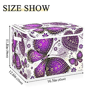 innewgogo Butterflies Flowers Storage Bins with Lids for Organizing Closet Organizers with Handles Oxford Cloth Storage Cube Box for Dog Toys