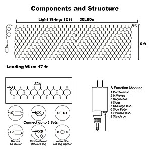 WATERGLIDE Outdoor Halloween Net Lights, 12FT x 5FT 360 LED Christmas Fairy Mesh Lights with 8 Lighting Modes, Connectable for Garden Xmas Tree, Bushes, Holiday Wedding Party Decorations, Purple