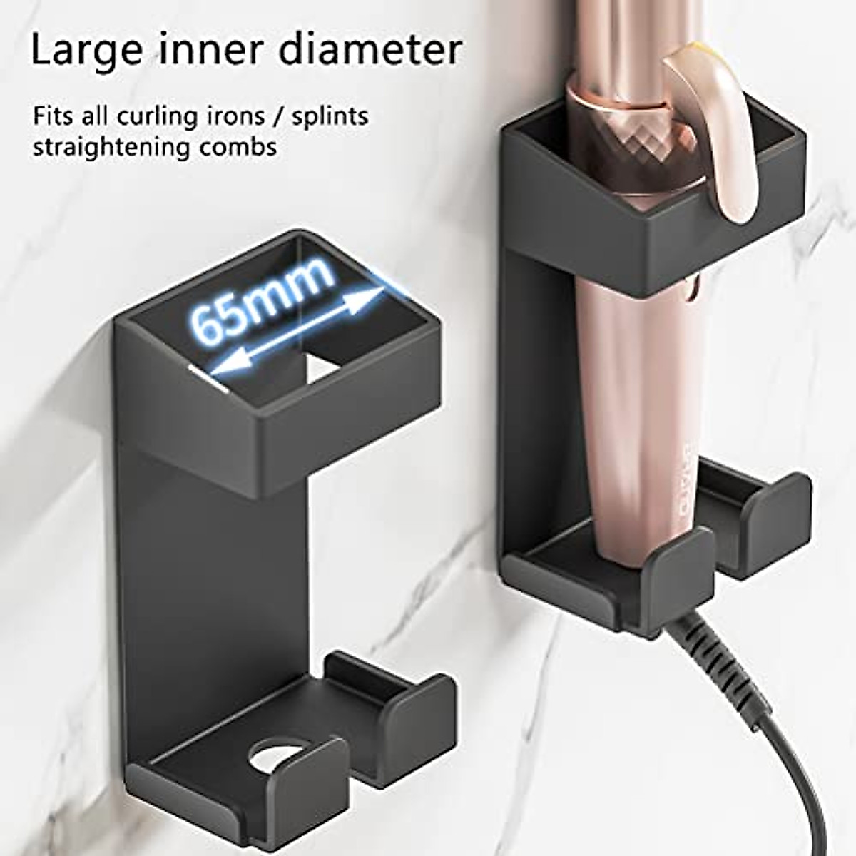 OHEPFD Metal Curling Iron Holder Stainless Steel Metal Hair Tool Holder Ironing Board Hanger Wall Mount Shelves Holder Bathroom Shelf Rack