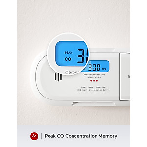 X-Sense Carbon Monoxide Detector Alarm with Digital LCD Display, CO Detector Alarm with 5-Year Replaceable Battery and Peak Value Memory, XC04-R