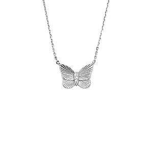 Fossil Women's Sterling Silver Butterflies Chain Necklace, Color: Silver (Model: JFS00619040)