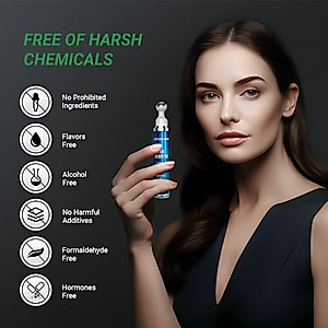 5% Caffeine Peptide Eye Serum, Under Eye Roller Cream for Dark Circles, Puffiness, Bags Under Eyes - 360° Massage Ball Cream Anti-aging for Wrinkles Fine Lines and Firming (Light blue)