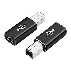 GELRHONR USB-C to USB 2.0 B MIDI Adapter,Type C Printer Connector Nickel Plated Aluminum Alloy Shell,Compatible for Printers,Midi Keyboard,Electronic Music Instrument-2pcs