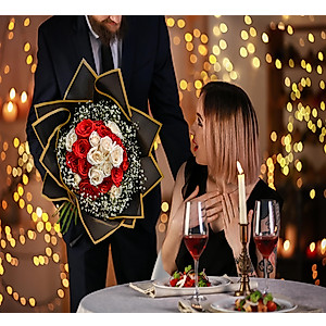 48 Sheets Flower Wrapping Paper , Wrapping Paper with 24 Butterflies 3D and 3 Satin Ribbon , Bouquet Wrapping Paper Waterproof , Papel para Ramos de Flores , Floral Wrapping Paper, Floral Paper (4 Colors)