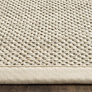 SAFAVIEH Natural Fiber Collection Area Rug - 8' x 10', Marble & Khaki, Border Sisal Design, Easy Care, Ideal for High Traffic Areas in Living Room, Bedroom (NF143E)