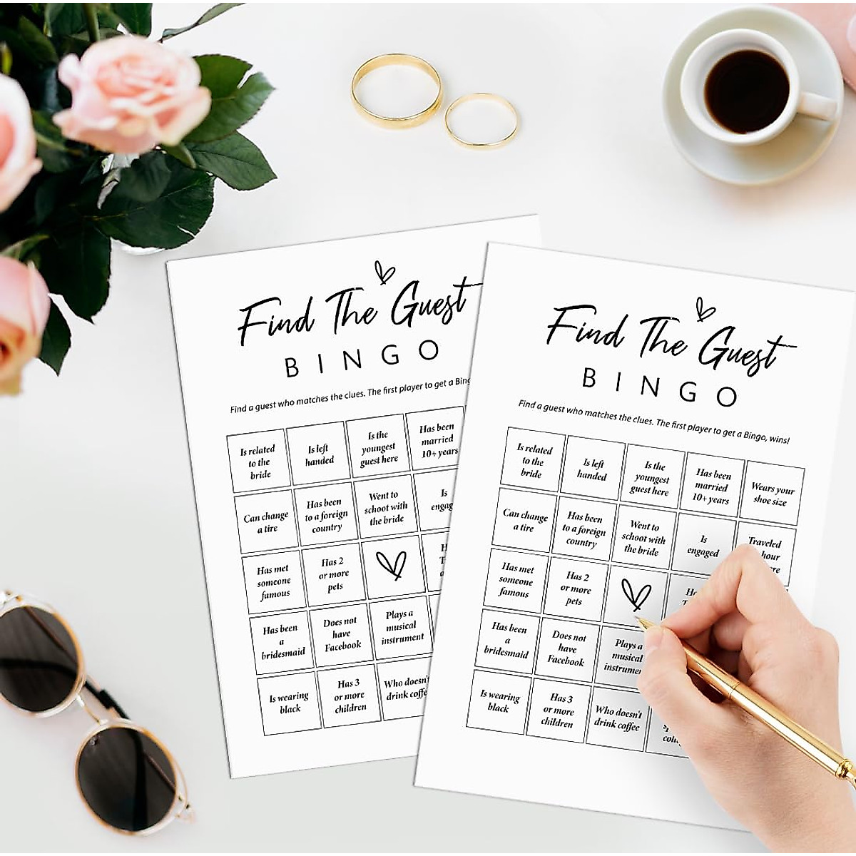 UHADRE Find The Guest Bingo Bridal Shower Game-Set of 30, Minimalist Bridal Shower Cards, Wedding Party Game Cards for Guests, Bridal Shower Ideas-HLYX09