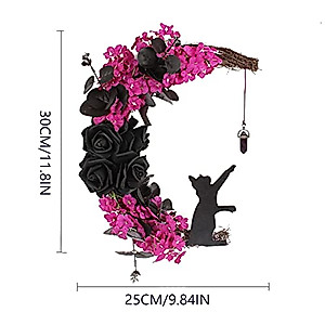 Halloween Door Wreath Autumn Wreath Fall, Winter Wreaths Artificial Harvest Outside for Home Rusty Birch Leaves Skull Decor Silk Halloween Welcome Sign