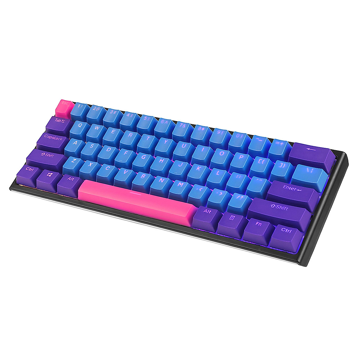 61 Mini Mechanical Keyboard,BOYI Mini RGB PBT Keycap Cherry MX Switch 60% Compact RGB Mechanical Gaming Keyboard (Cherry MX Blue Switch, Deep Blue+Purple)