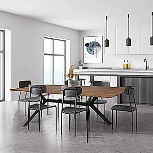 LUCKYERMORE 71"x35.5" Dining Table for 6-8 Mid-Century Rectangle Wood Kitchen Table Farmhouse Dining Table for Dining Room Balcony Cafe Bar Walnut