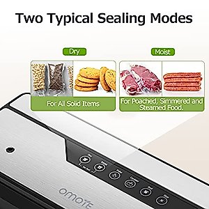 OMOTE Vacuum Sealer Machine, Dry, Moist & Pulse Modes for Food Storage, Handheld Portable Design, Easy to Operate with Built-in Cutter, Paper Bag Storage and Starter Kit