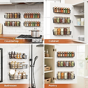 Mystozer 5 Pack Spice Rack Seasoning Organizer Wall Mount, Hanging Spice Organizer Shelf for Kitchen Cabinet, Wall, Pantry Door (Jars Are Not Included)