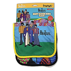daphyls The Beatles, All You Need is Love, Extra Soft Meal Time Bibs 2 Pack