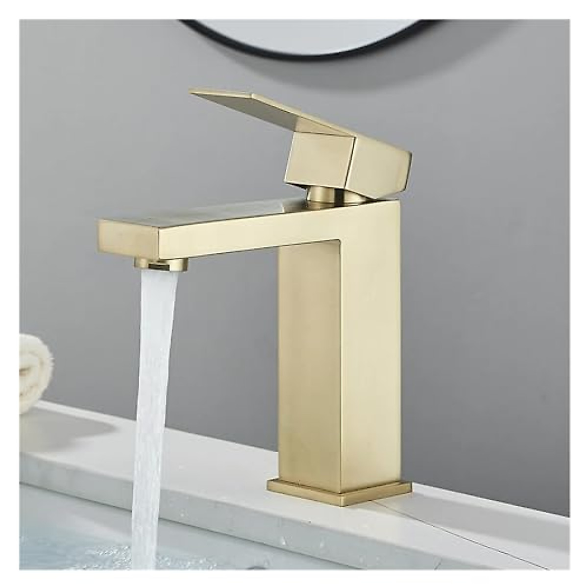 1 Pcs Basin Faucet Bathroom Black Silver Faucet Countertop Mount Nickel Basin Sink Faucet Mixer Hot and Cold Water Brass Wash Basin Faucet (Color : Black Short)