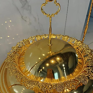 HONHPD Chafing Dish 8L for Hotel Decorative Fancy Luxury Gold Chafing Dish Buffet Set with Hanging Hinged Lid,Buffet Warmers Sets for Parties, Events, Wedding, Camping, Dinner（Golden