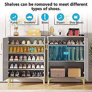 Tribesigns Shoe Cabinet with Doors, 5-Tier Modern Shoe Storage Cabinet for Entryway Hallway, Shoe Rack Organizer with Removable Shelves for 15-20 Pair of Shoes, Gray