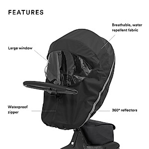Stokke Xplory X Rain Cover, Black - Keep Baby Dry - Easy to Use, Transport & Store - Integrated Ventilation, Large Window & Safety Reflectors - Made from Water-Repellent Fabrics