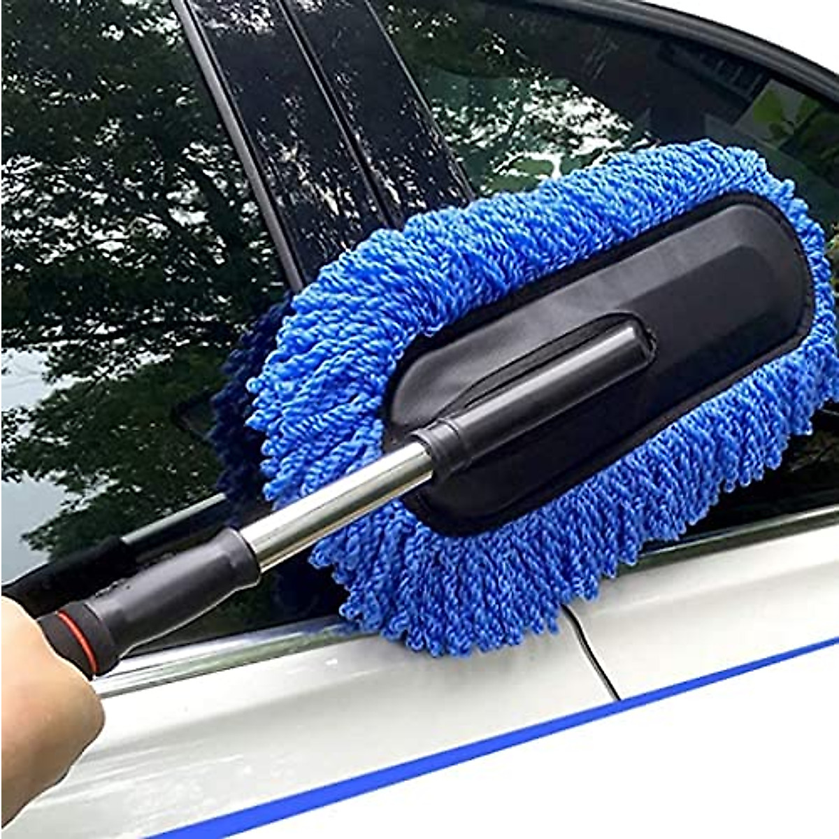 Removable Telescopic Car Wax Drag Nano Fiber Car Wash Brush Car Dusting Tool Car Mop Wax Dash Duster Exterior Interior Cleaning Kit Car Duster 1 Pcs Set (Multicolour)