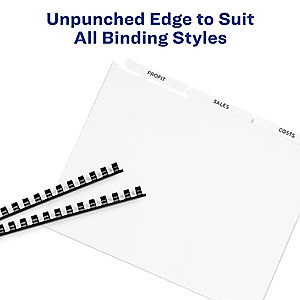 Avery 8 Tab Unpunched Dividers for Use with Any Binding System, Easy Print & Apply Clear Label Strip, Index Maker Customizable White Tabs, 25 Sets (11444)