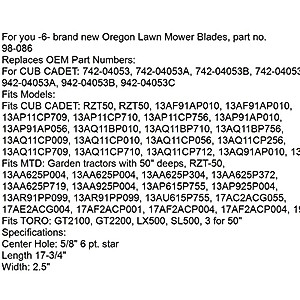 6PK Blade for 942-04053C 50" RZT Deck