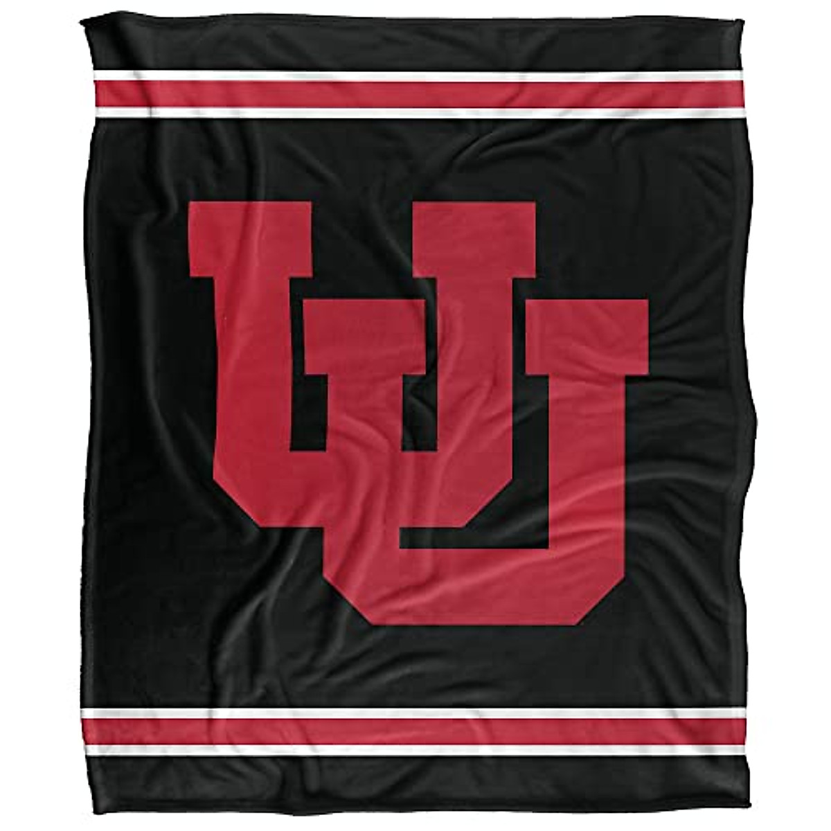 University of Utah Blanket, 50"x60" Primary Logo Stripes Silky Touch Sherpa Back Super Soft Throw Blanket