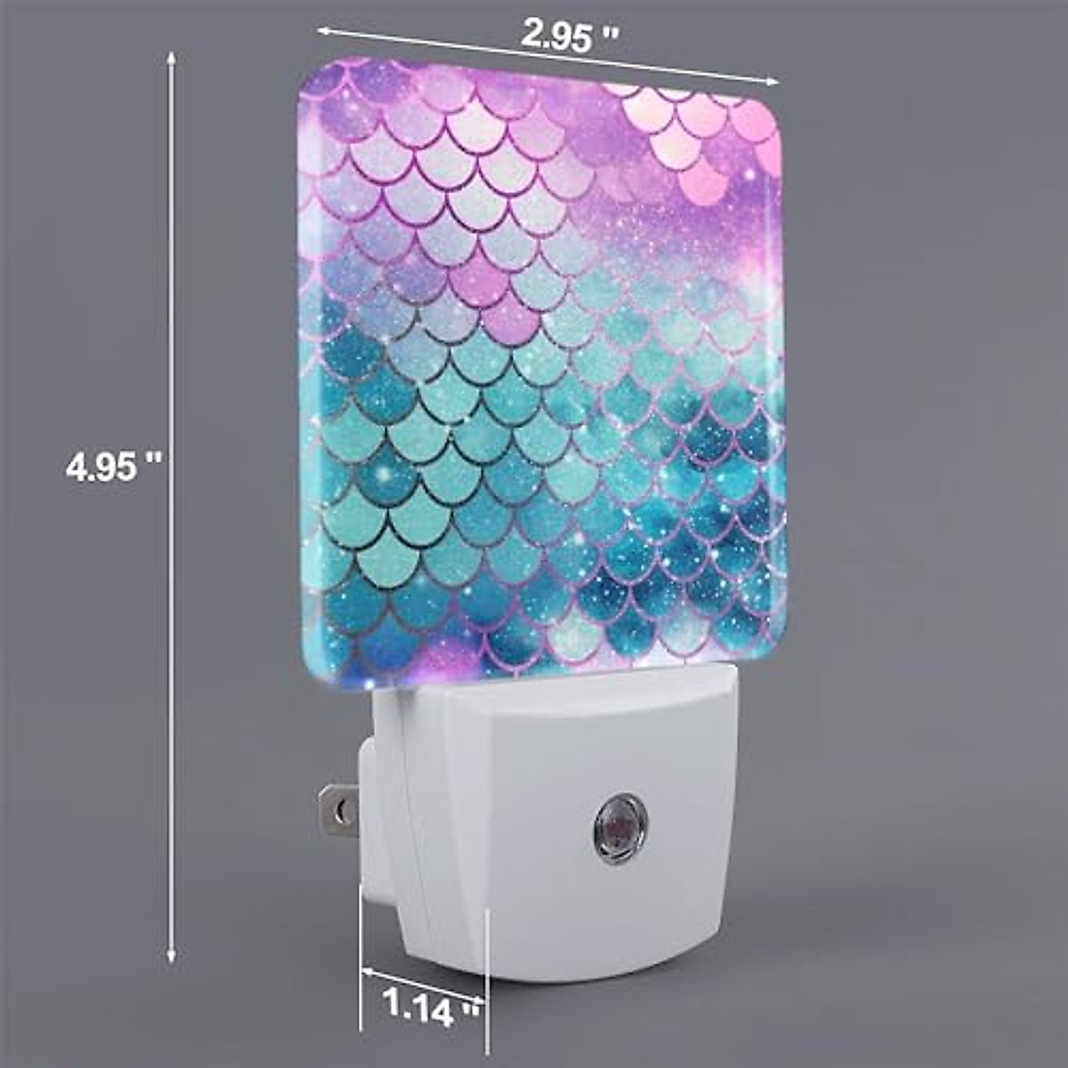 WUFNUUL Night Light Plug into Wall Mermaid Scale Blue Pink Sensor Led Dusk to Dawn Night Lamp Plug-in Home Decorative for Bedroom Bathroom Kitchen Hallway Stairs Hallway Energy Efficient