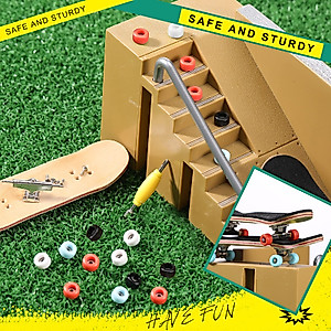 20 Pieces Fingerboard Tool Set Fingerboard Bearing Wheels with 4 Pieces Fingerboard Tool Screwdriver and Nut Driver Compatible with Most Fingerboard Trucks (White, Black, Red, Light Blue)