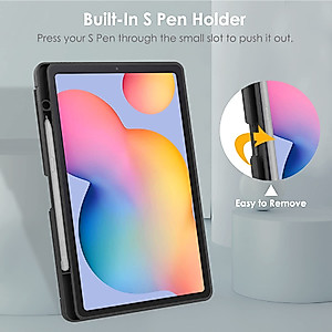 KuRoKo Galaxy Tab S6 lite 10.4 2022/2020/2024 Sleep Case with Pen Holder Ultra Slim Lightweight Shockproof Cover with Clear Transparent Back Shell for Galaxy Tab S6 lite 10.4-Black