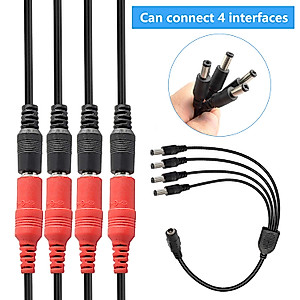 SAISN DC Power Y Splitter Cable 1 Female to 4 Male Plug for CCTV Camera (1 to 4)
