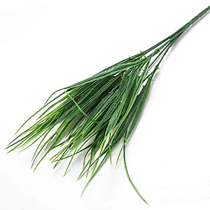 EZFLOWERY 4 Pcs Artificial Plastic Green Wheat Grass, Shrubs, Bushes, Fake Plants, Indoor, Outdoor, Home, Garden, Veranda, Kitchen, Office, Hotel, Table, Window Box, Shelf Decoration. (4, Wheat Grass)