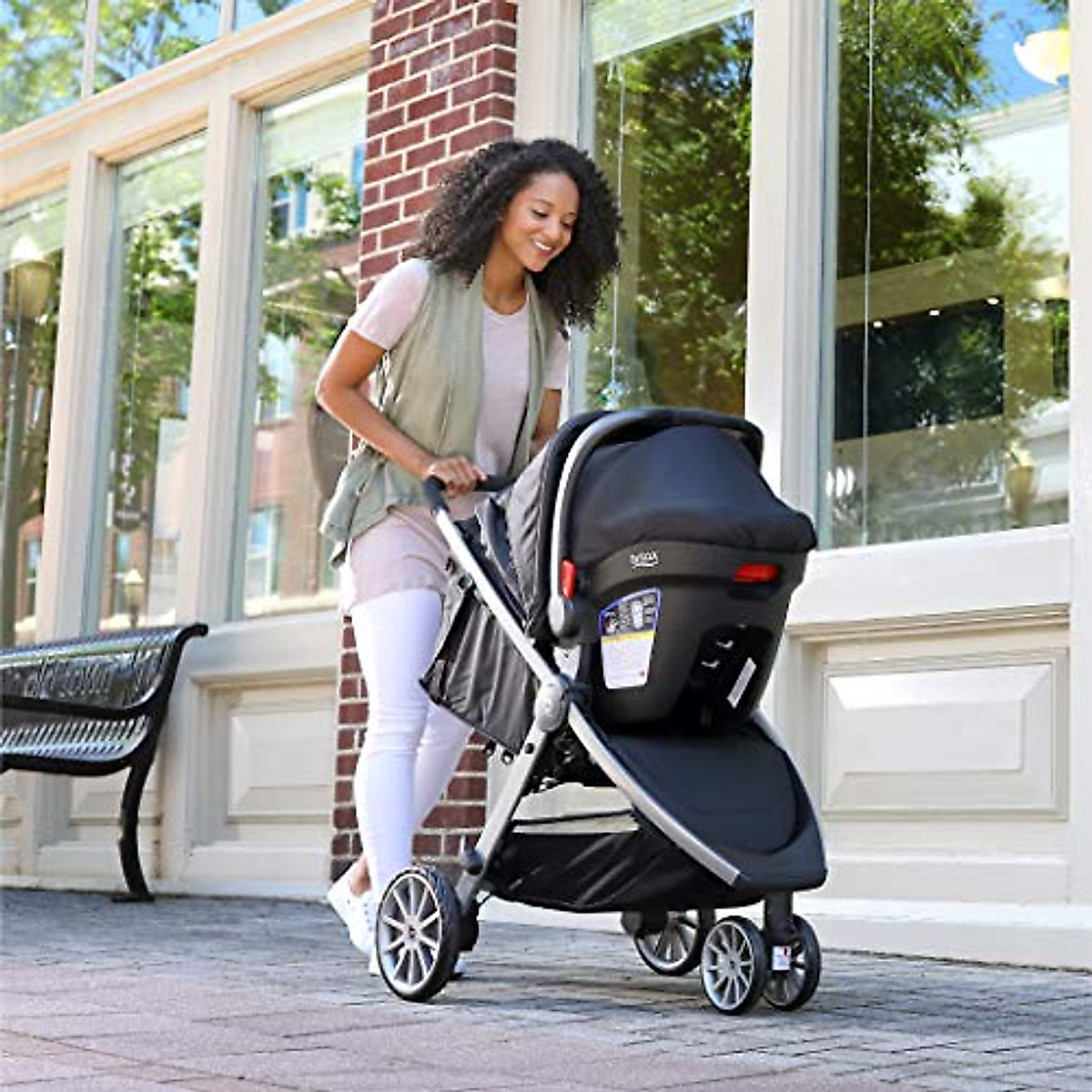 BRITAX B-Lively Travel System with B-Safe 35 Infant Car Seat | One Hand Fold, XL Storage, Ventilated Canopy, Easy to Maneuver, Raven (S05588500)