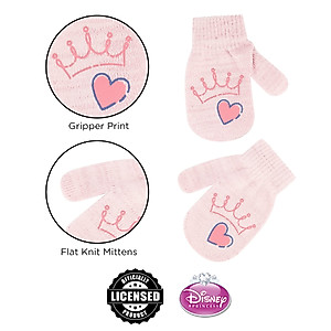 Disney Girls' Toddler Winter Mittens 2-4 Or Princess Hat and Kids Gloves Set for Ages 4-7, Pink with Fleece