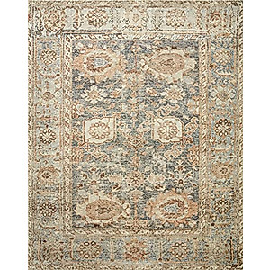Loloi II Margot Collection MAT-03 Ocean/Spice, Traditional 7'-6" x 9'-6" Area Rug