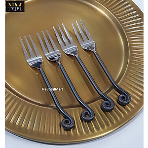 Treble Chef 7 1/2" Salad Fork (Set of Four) Medieval Twisted Dining Hall Eating/Feasting Utensils Set Functional Fork Cutlery For Family Dinner/Hotel/Restaurant Eating Set For Carrying
