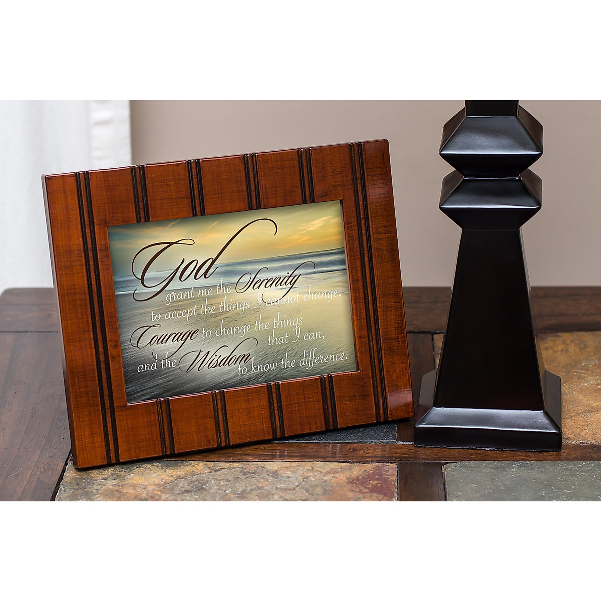 Serenity Prayer Ocean Waves 8x10 Woodgrain Framed Art Wall Plaque Sign