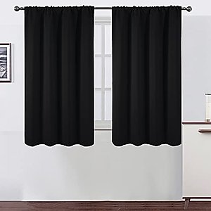 LEMOMO Black Blackout Curtains/42 x 54 Inch/Set of 2 Panels Room Darkening Curtains for Bedroom