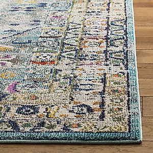 SAFAVIEH Monaco Collection Area Rug - 8' x 10', Blue & Light Grey, Boho Chic Oriental Distressed Design, Non-Shedding & Easy Care, Ideal for High Traffic Areas in Living Room, Bedroom (MNC255M)