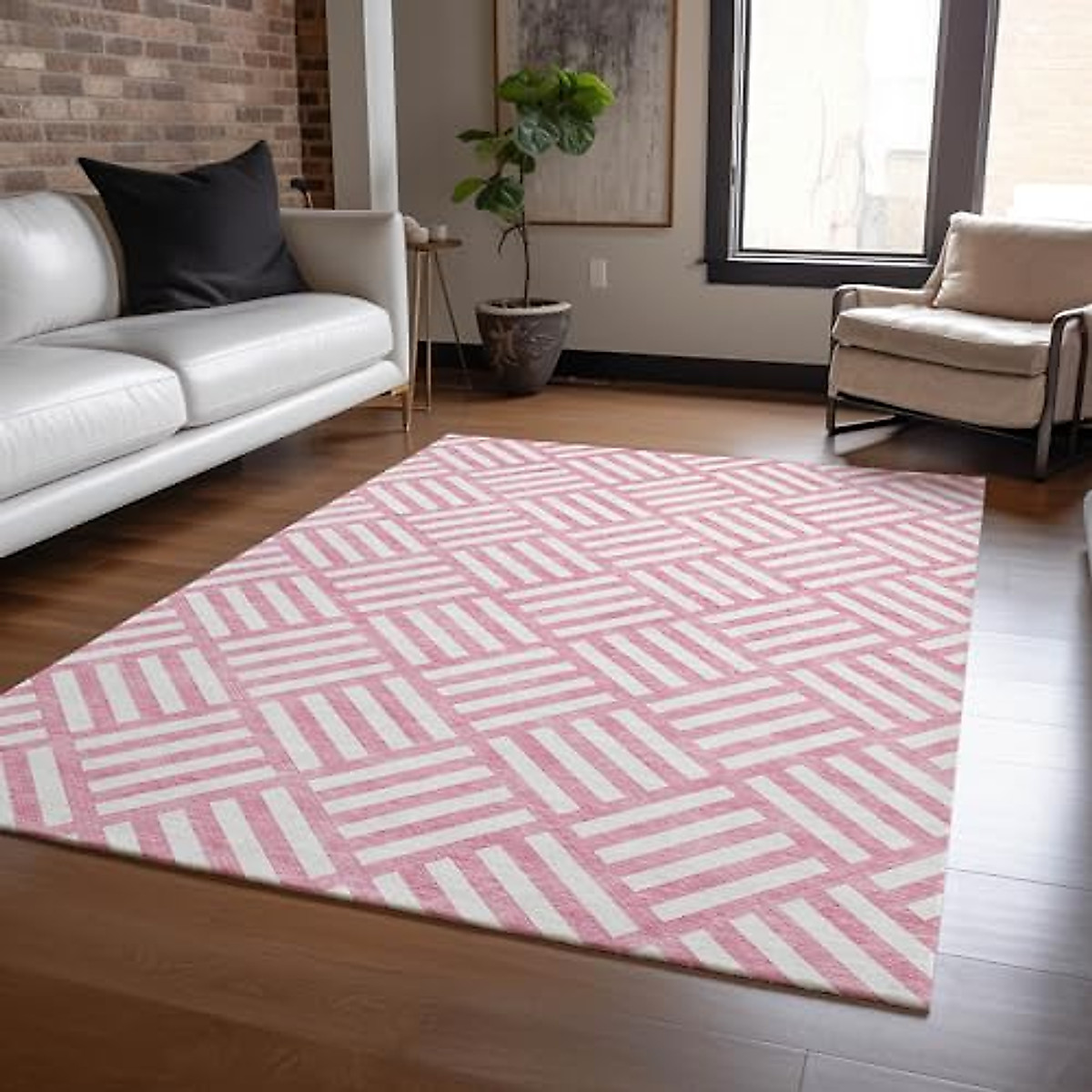 Addison Rugs Chantille ACN620 Pink 9' x 12' Indoor Outdoor Area Rug, Easy Clean, Machine Washable, Non Shedding, Bedroom, Living Room, Dining Room, Kitchen, Patio Rug